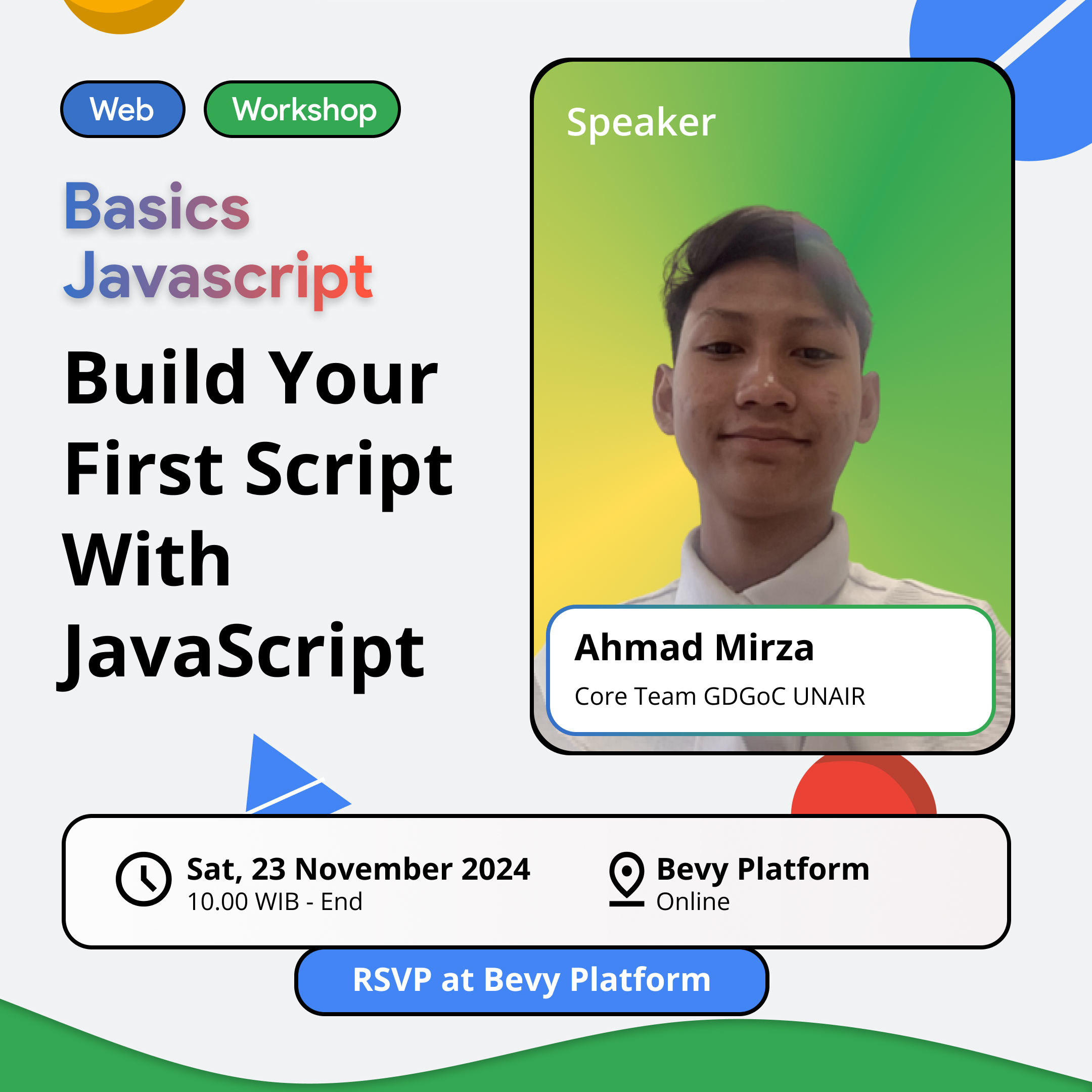 See Build Your First Script With JavaScript at Google Developer Groups GDG on Campus Universitas ...